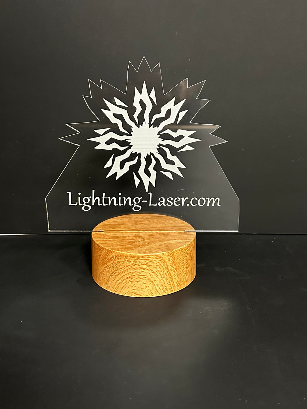 Wood Grain Round Acrylic Light Base w/ remote – Lightning Laser Engraving