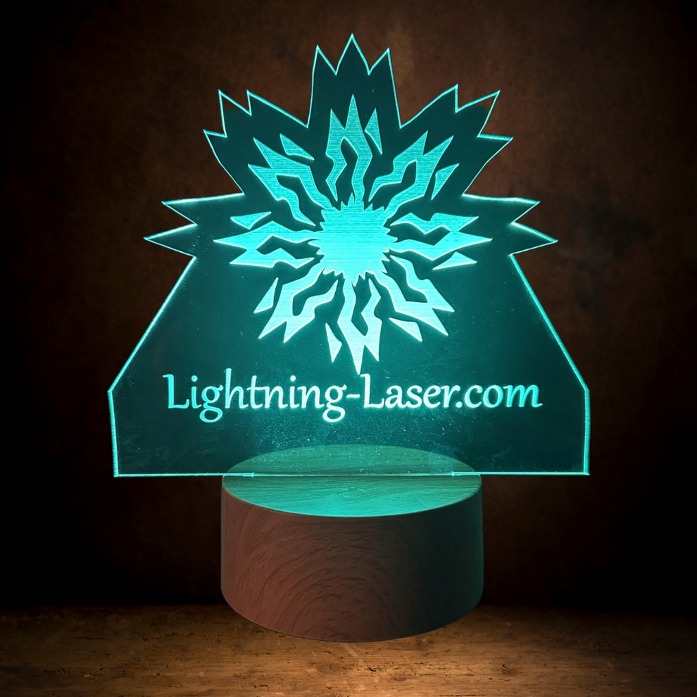 Wood Grain Round Acrylic Light Base w/ remote – Lightning Laser Engraving